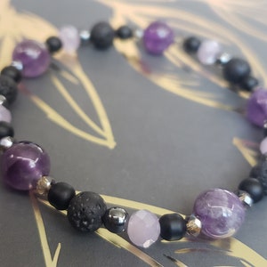 Amethyst With Lava Stone - Etsy