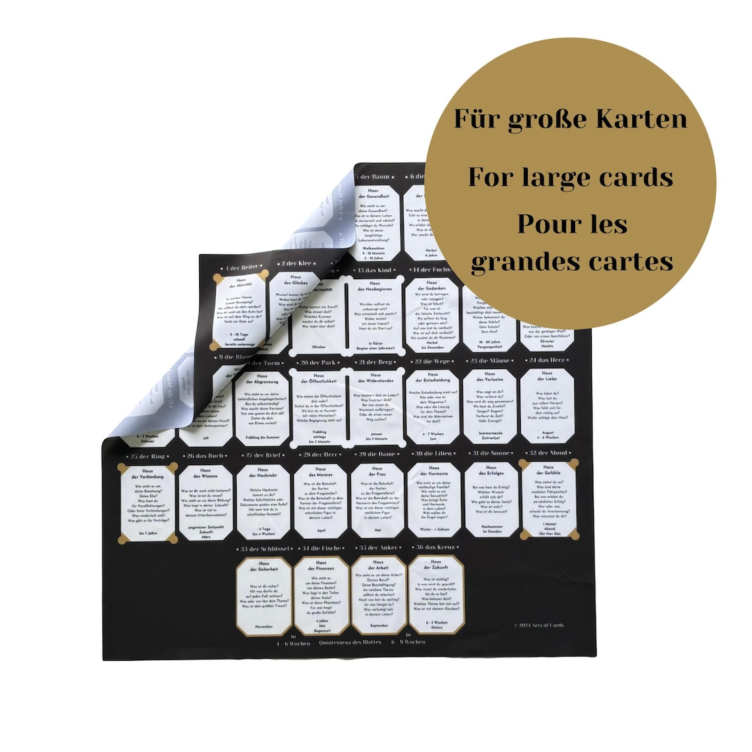 Lenormand Grand Tableau Houses Cloth, Spread Mat for Large Cards 70x70 ...