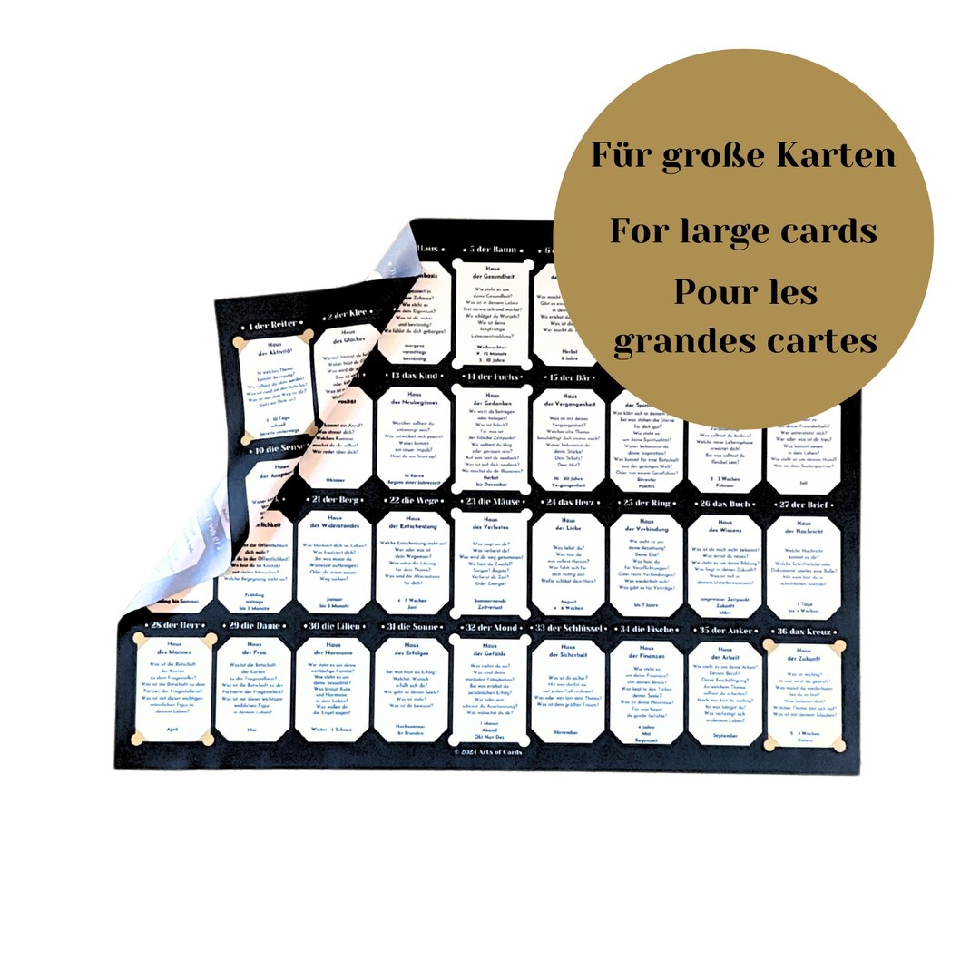 Lenormand Grand Tableau Houses Cloth, Spread Mat for Large Cards 76x57 ...