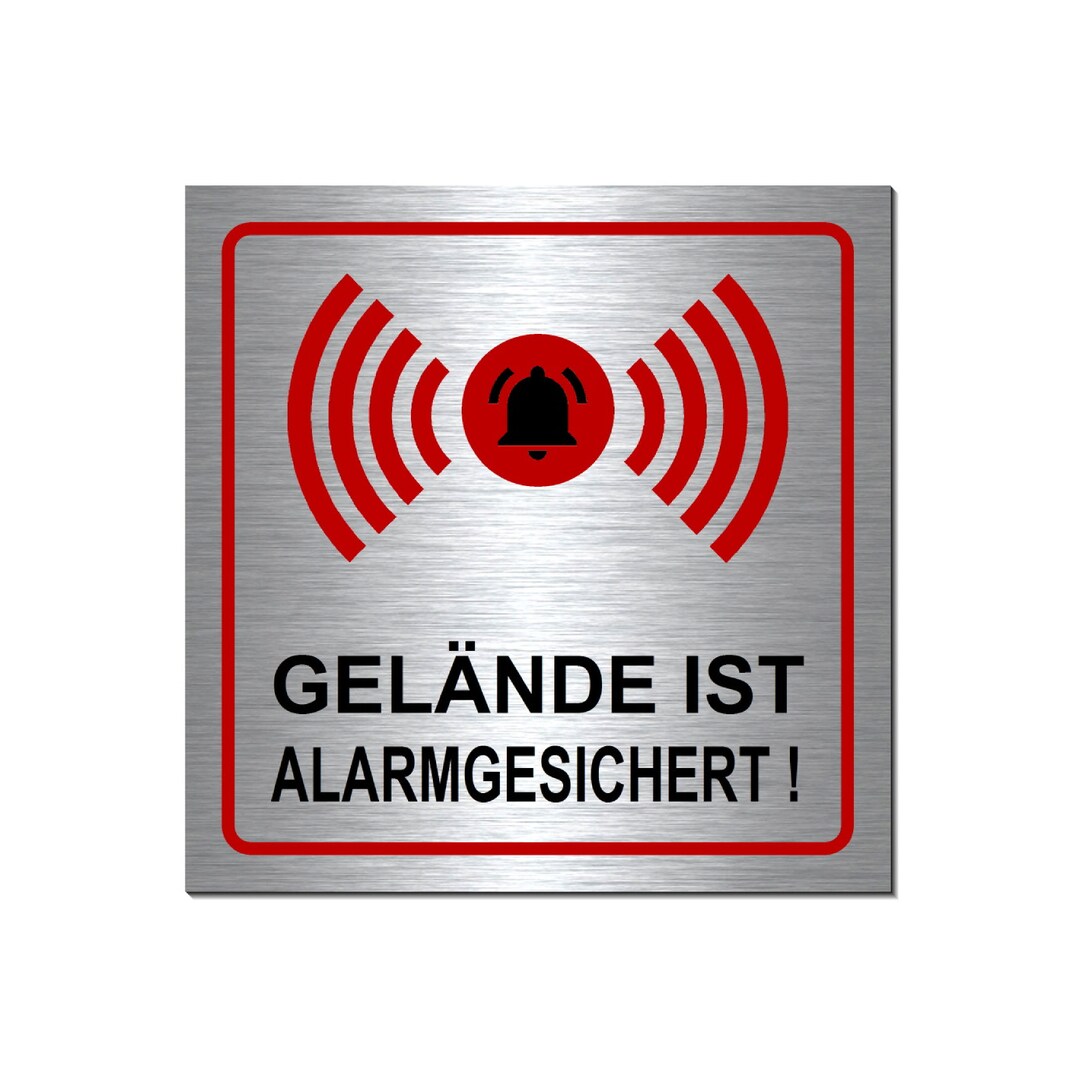 Terrain is Alarm Secured Sign 200 X 200 X 3 Mm Stainless Steel Look ...