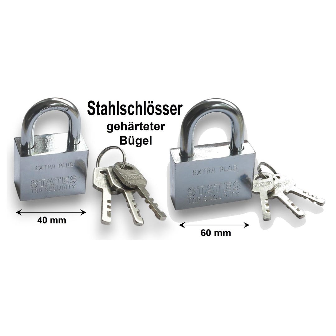 Steel Padlock-with Hardened Steel Shackle-new-security 40 + 60 Mm Width ...