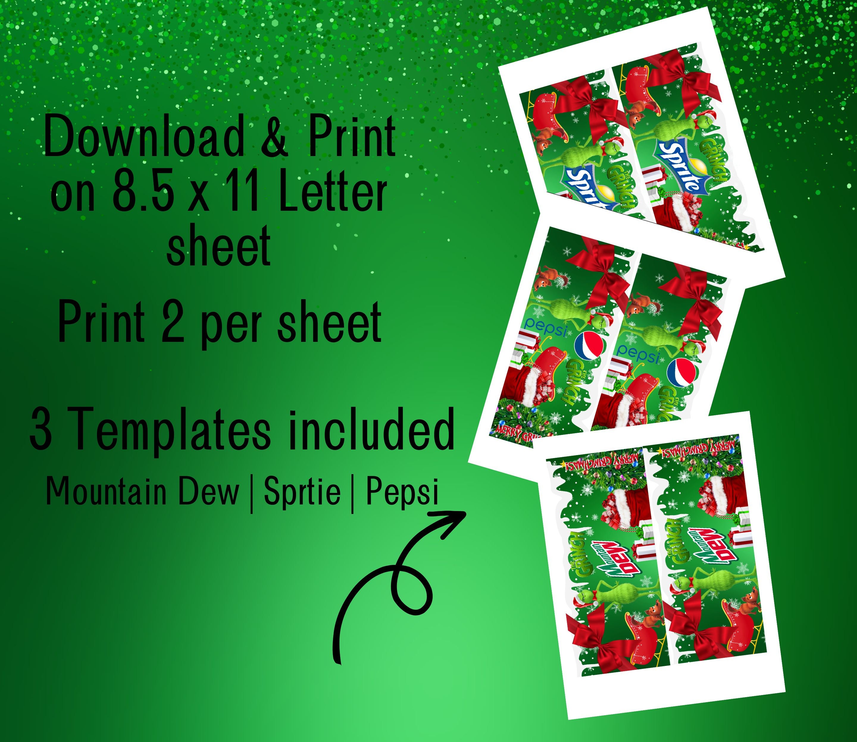 Grinch Soda Label Template-christmas Treats grinch Custom - Etsy