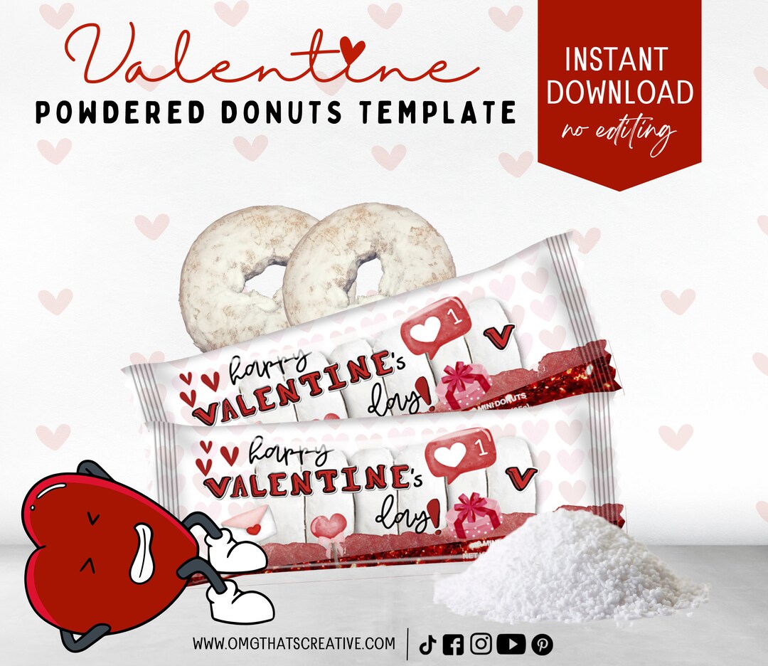 Valentine Powdered Donuts Valentine's Day Treats favors for Valentine's ...