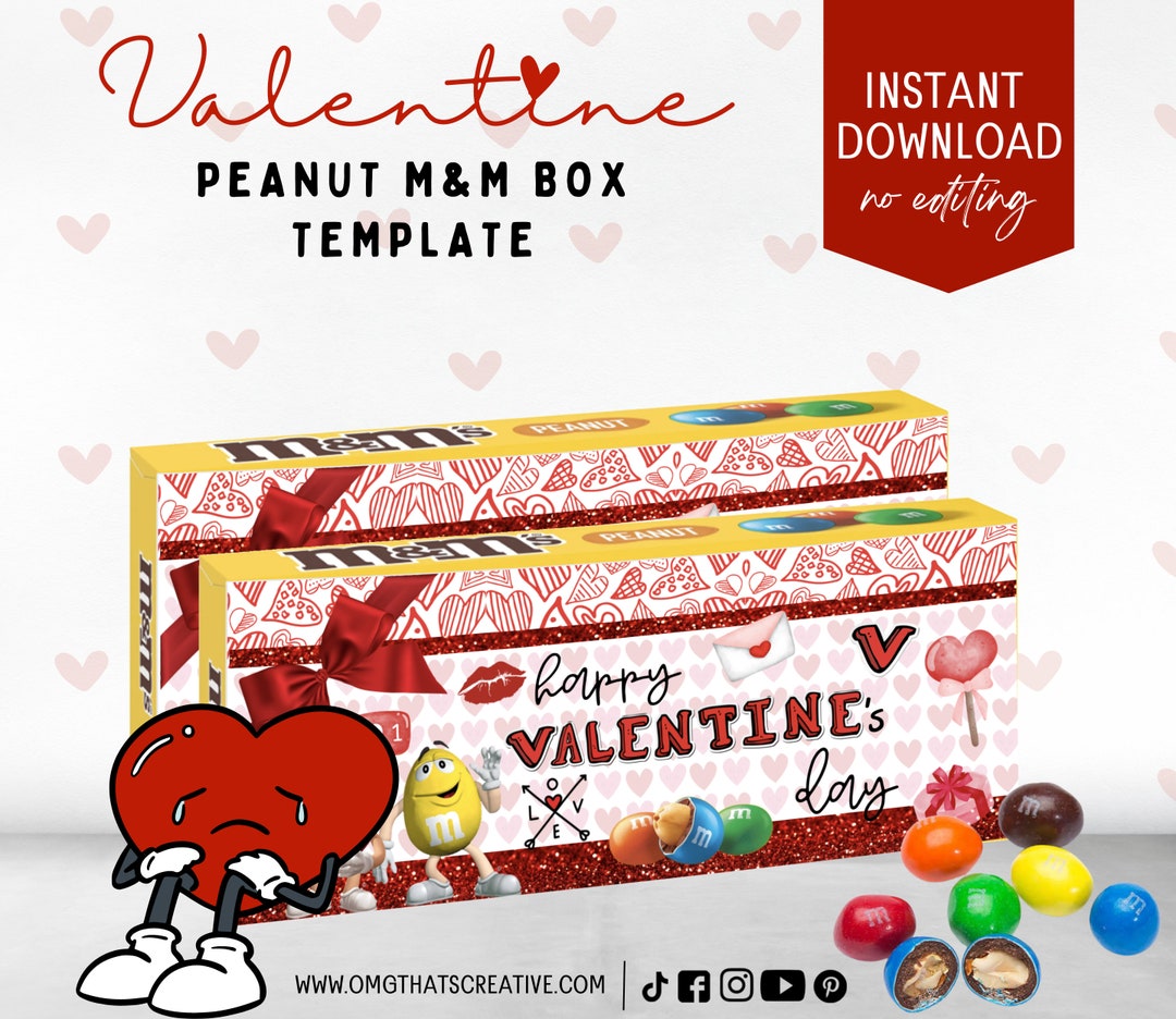 Valentine M&M Box Template-valentine's Day Treats favors for Valentine ...