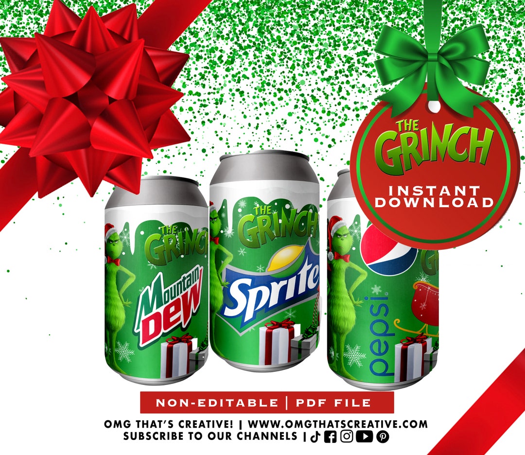 Grinch Soda Label Template-christmas Treats grinch Custom - Etsy