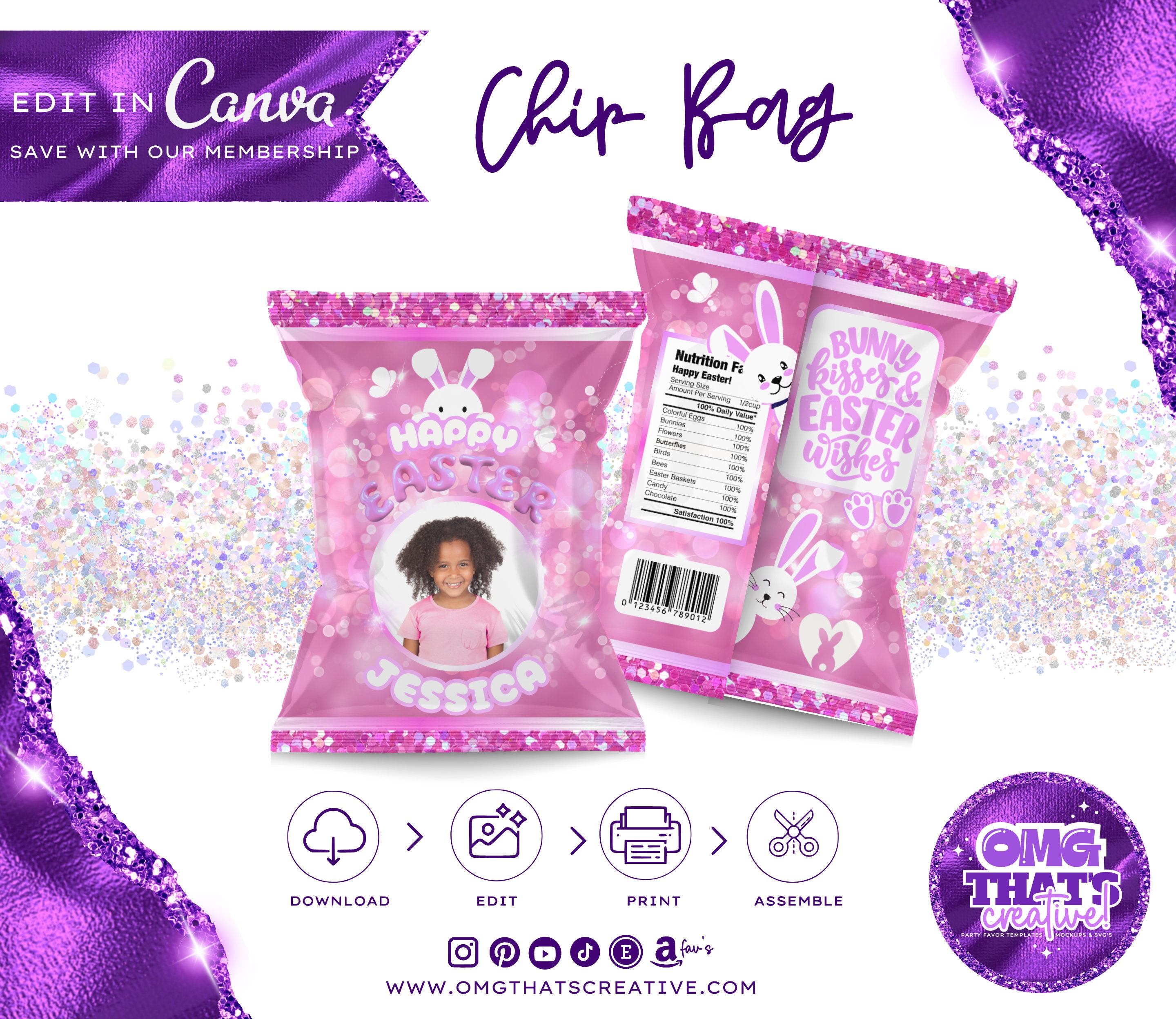 Easter Party Favor Bundle, Party Favors, Happy Easter, Chip Bags for ...