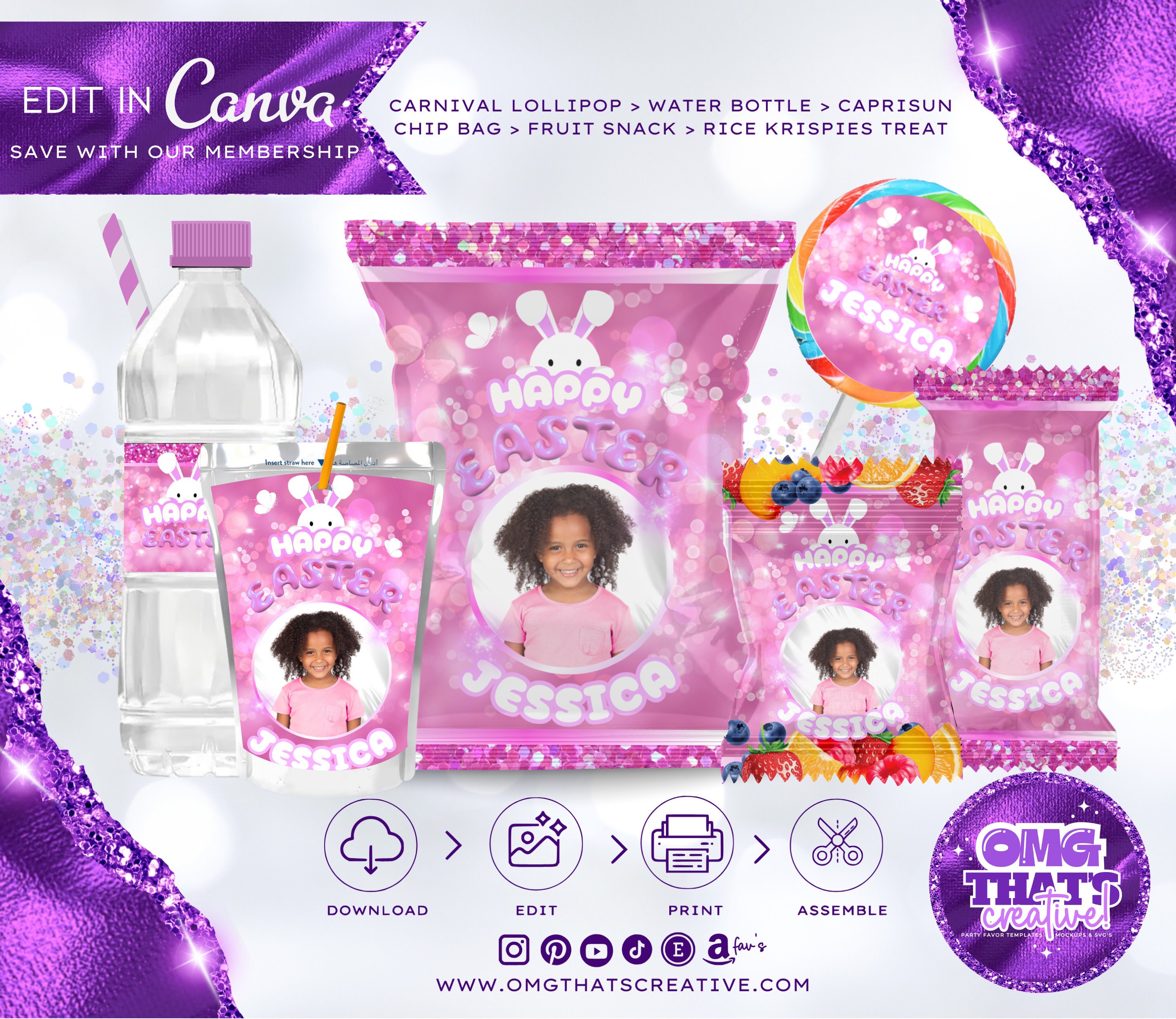 Easter Party Favor Bundle, Party Favors, Happy Easter, Chip Bags for ...