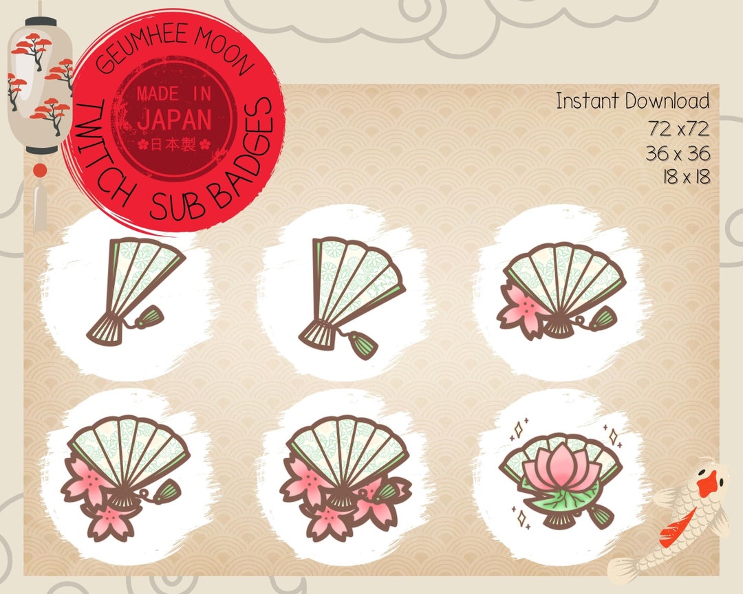 BADGES ~ GREEN FAN/ Japan, Fan, Green, Twitch - Etsy