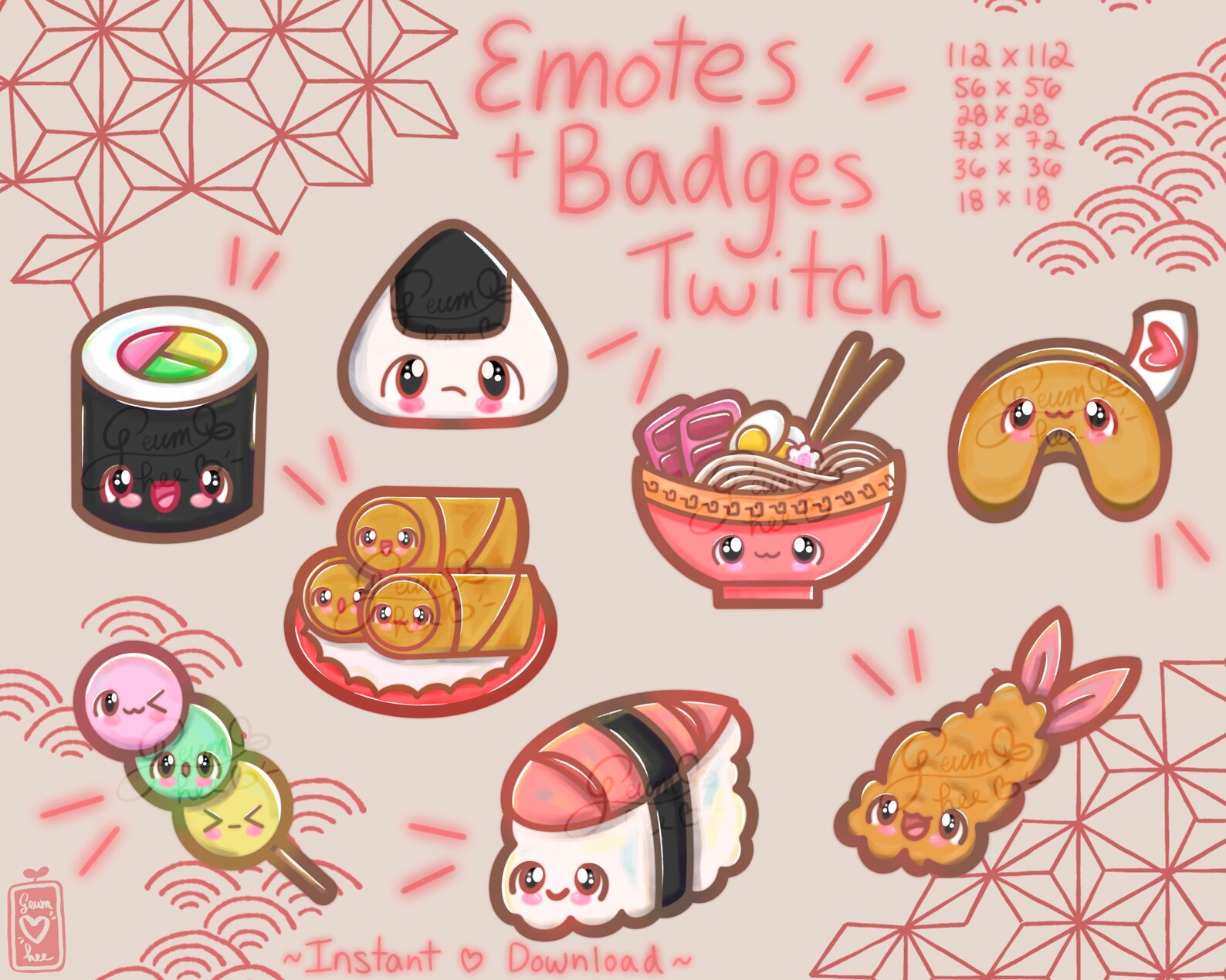 EMOTES + BADGES PACK ~ Kawaii Foods / Pastel, Kawaii, Cute, Foods ...