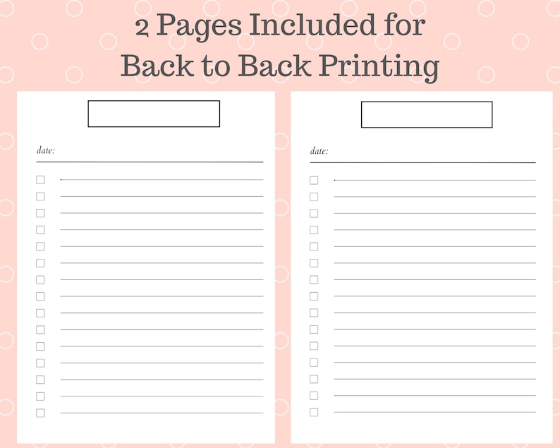Blank Checklist Planner Printable Checklist Planner Refill - Etsy