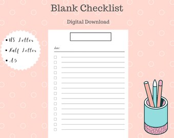 Blank Checklist Planner Printable to Do List Planner - Etsy