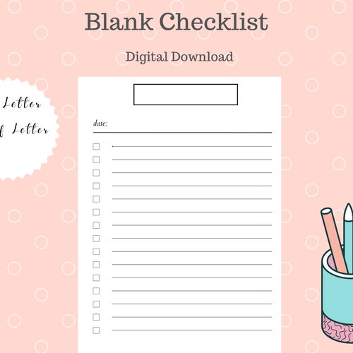 Printable Blank List Simple List Template Planner Insert - Etsy