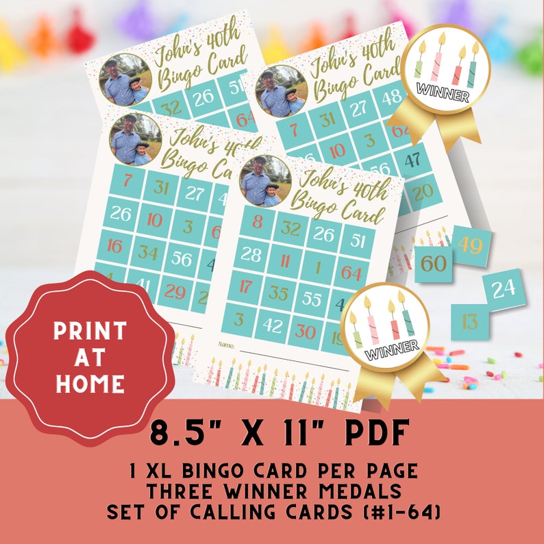 Personalized Birthday Bingo Cards With Photo Birthday Game - Etsy
