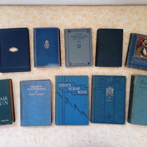 10 Antique Vintage Blue Hardcover Books Decor Staging Home Library ...