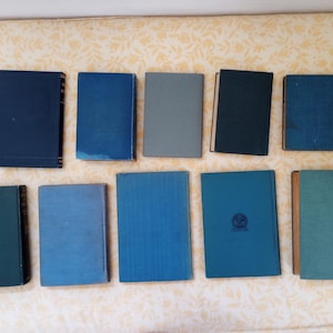 10 Antique Vintage Blue Hardcover Books Decor Staging Home Library ...
