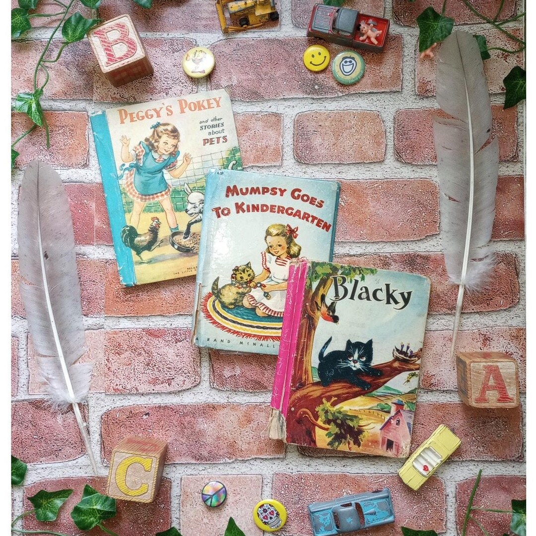 Vintage Childrens Books: Pets Cats Stories Blacky Mupsy Kindergarten ...