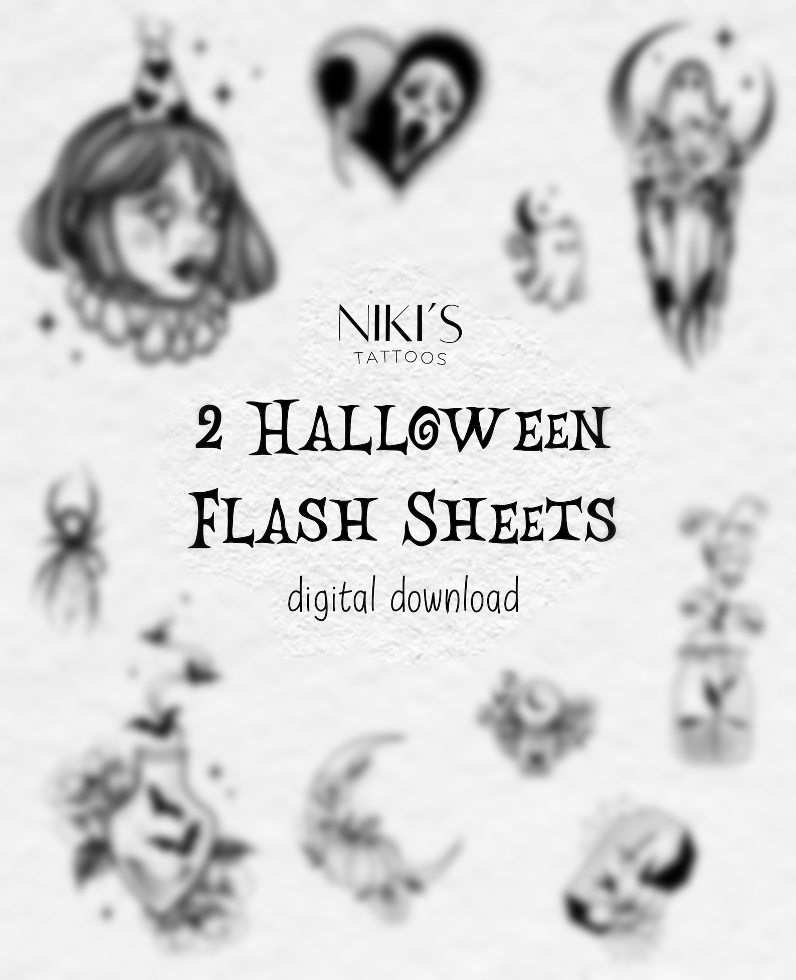 2 Halloween Spooky Flash Tattoo Sheets - Etsy