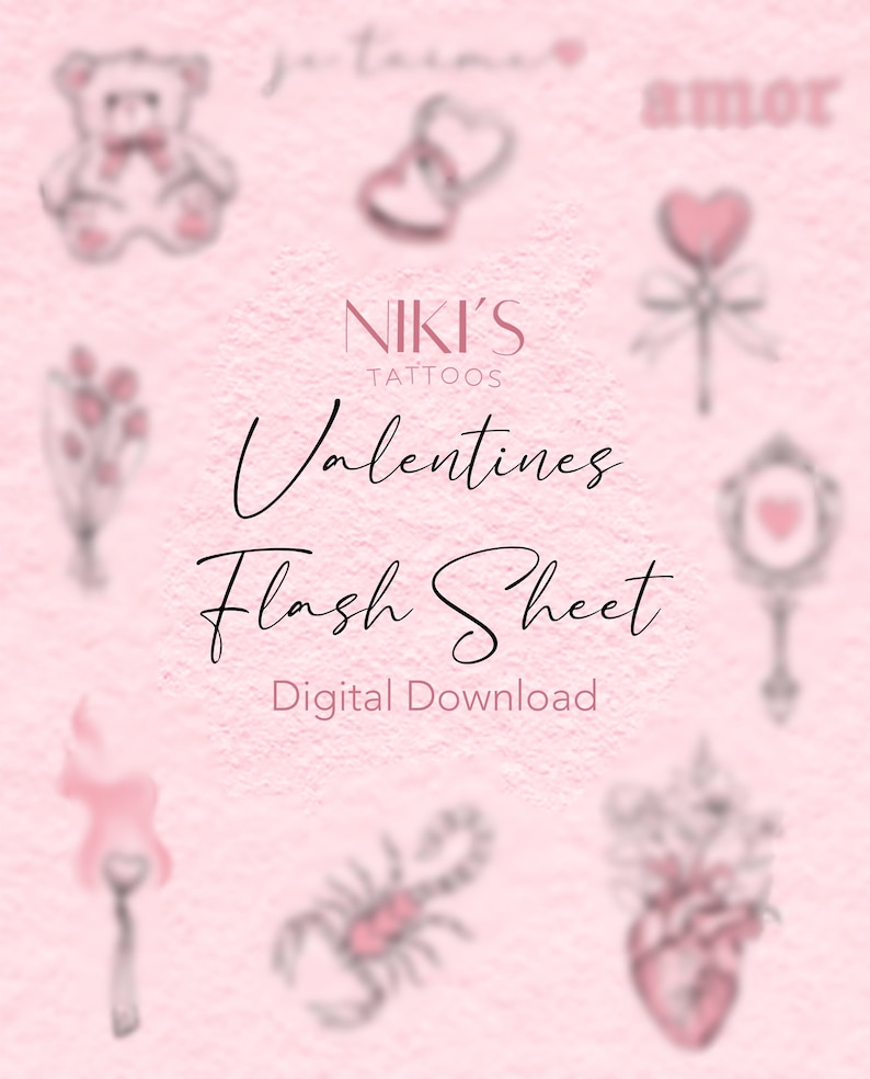 One Valentines Tattoo Flash Sheet Valentine’s Day Gift Gifts for Her ...