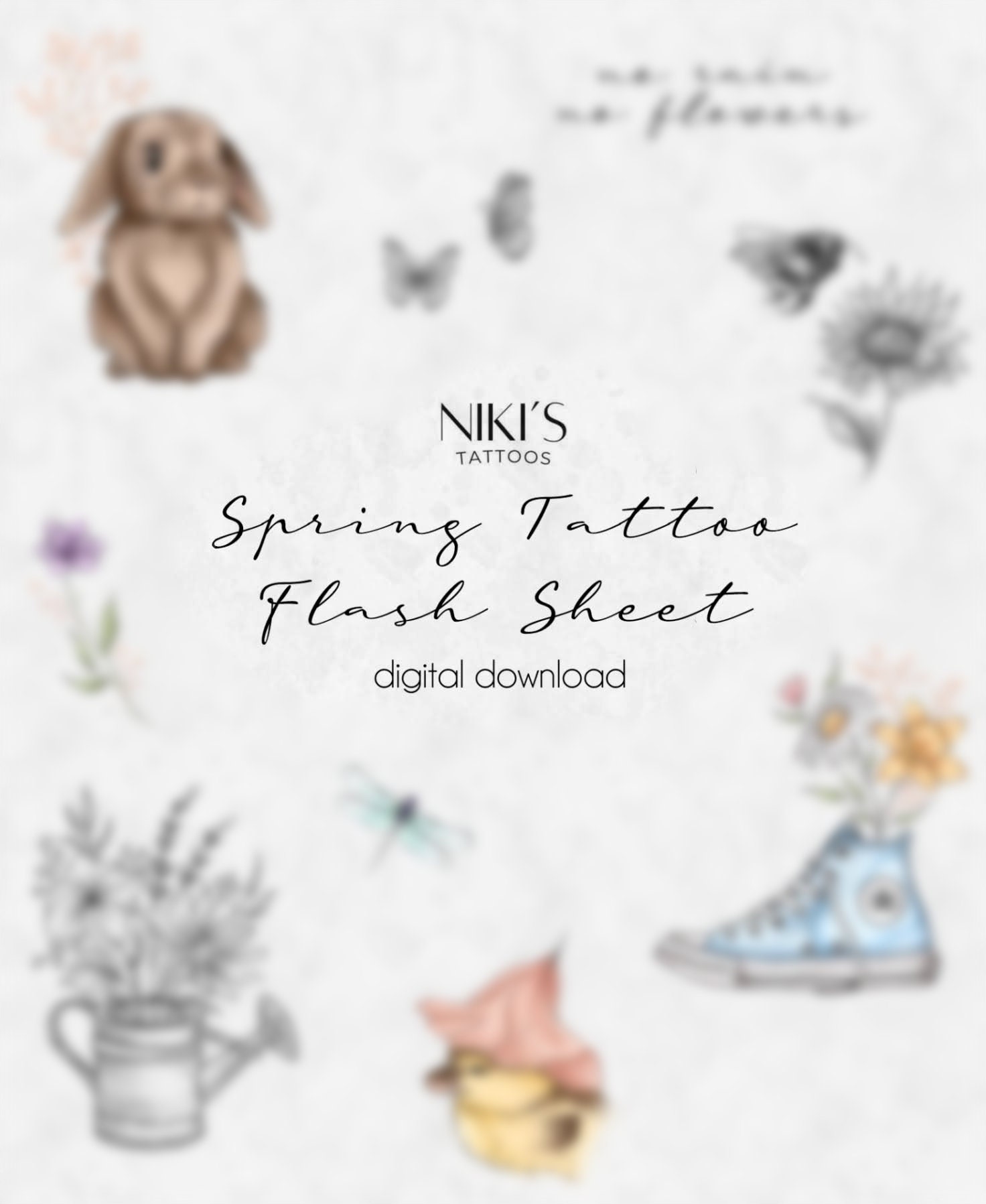 Spring Tattoo Flash Sheet With and Without Colour Tattoo Designs Easter ...