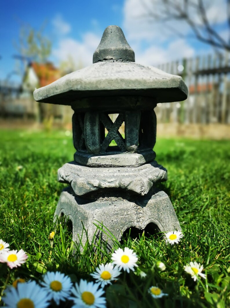 Japanese Stone Lantern Yukimi Small in Anthracite Garden Pond Terrace ...
