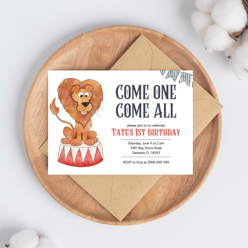 Invitación de cumpleaños de Circus Kids / Digital y personalizable ...
