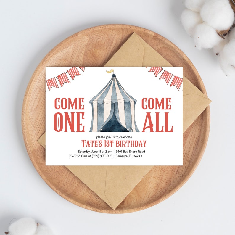 Invitación de cumpleaños de Circus Kids / Digital y personalizable ...