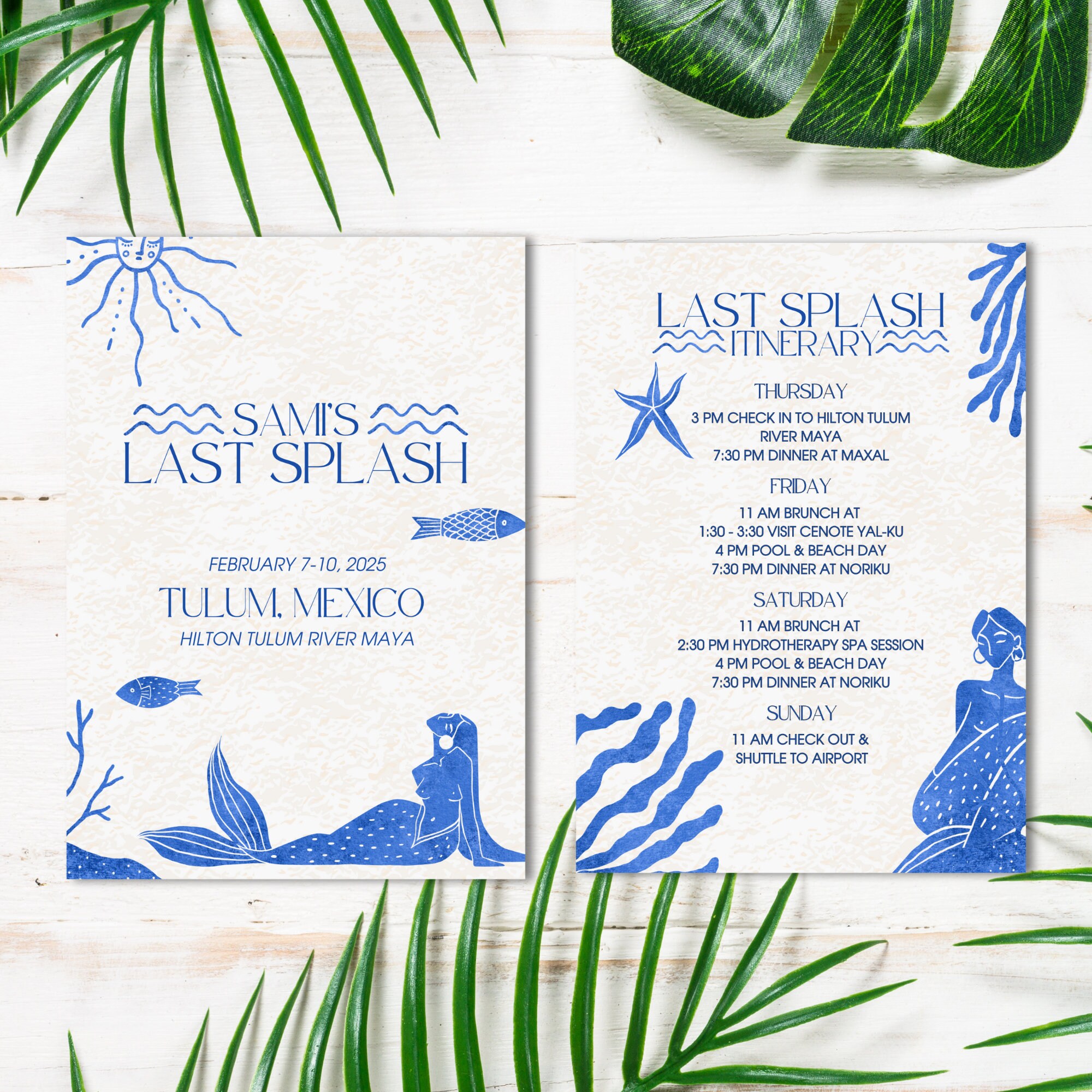 Tulum Mermaid Invitation | Bachelorette Invite + Itinerary - Etsy