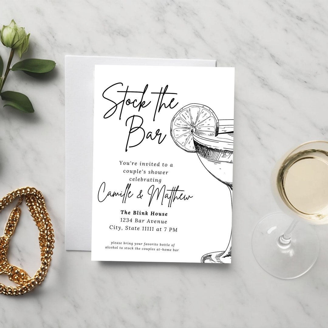 Stock the Bar Couples Shower Invite | Customizable Template - Etsy