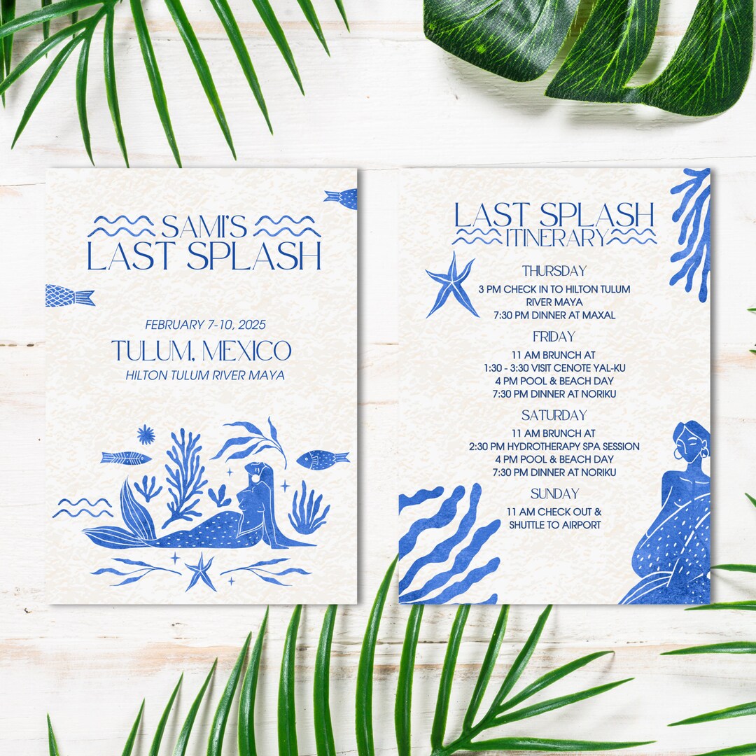 Tulum Mermaid Invitation | Bachelorette Invite + Itinerary - Etsy