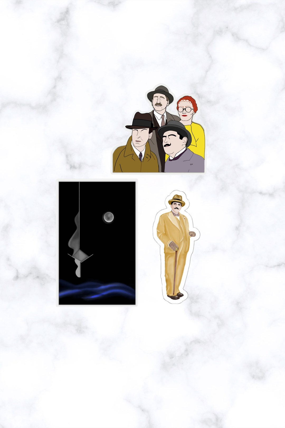 Hercule Poirot 3pk Kiss Cut-stickers - Etsy