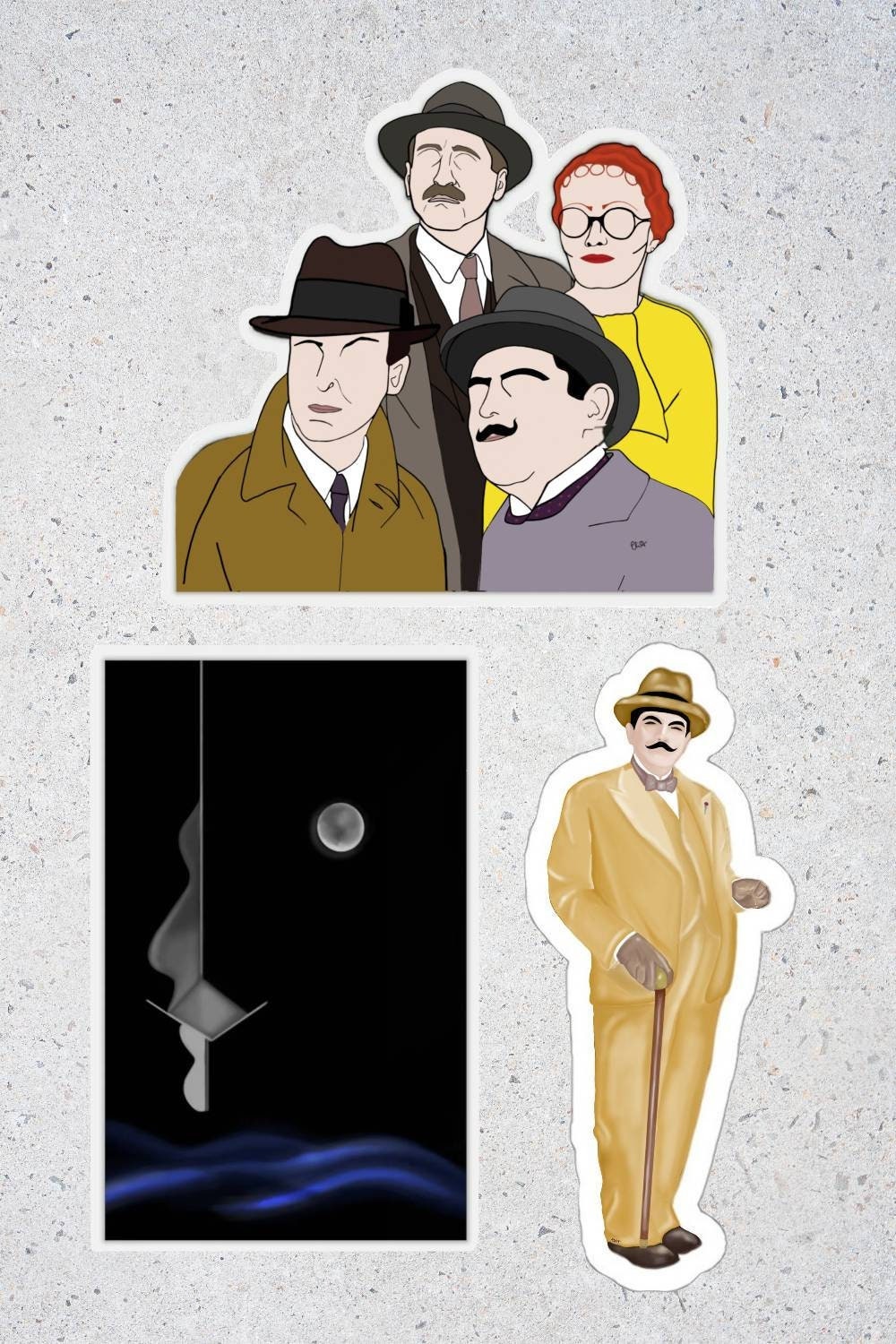 Hercule Poirot 3pk Kiss Cut-stickers - Etsy