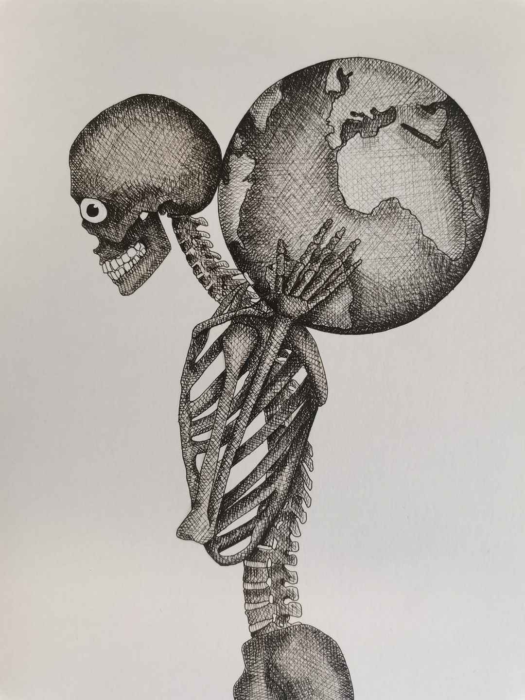 Skeleton With World on Their Shoulders - Etsy