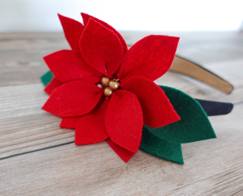 Felt Poinsettia Headband, Holiday Headband, Christmas Accessories - Etsy