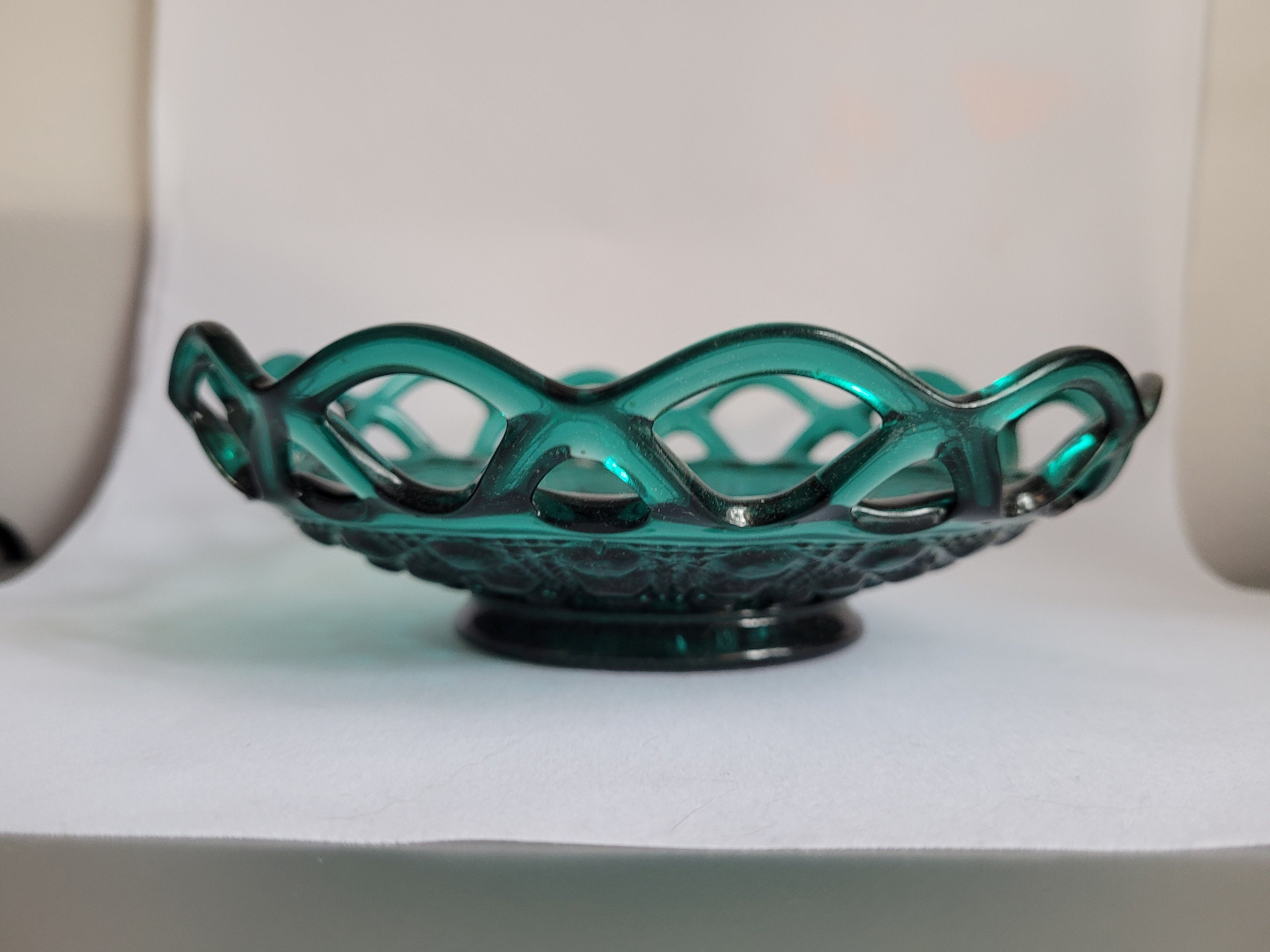 Vintage Imperial Glass Stiegel Emerald Green Lace Edge Bowl - Etsy