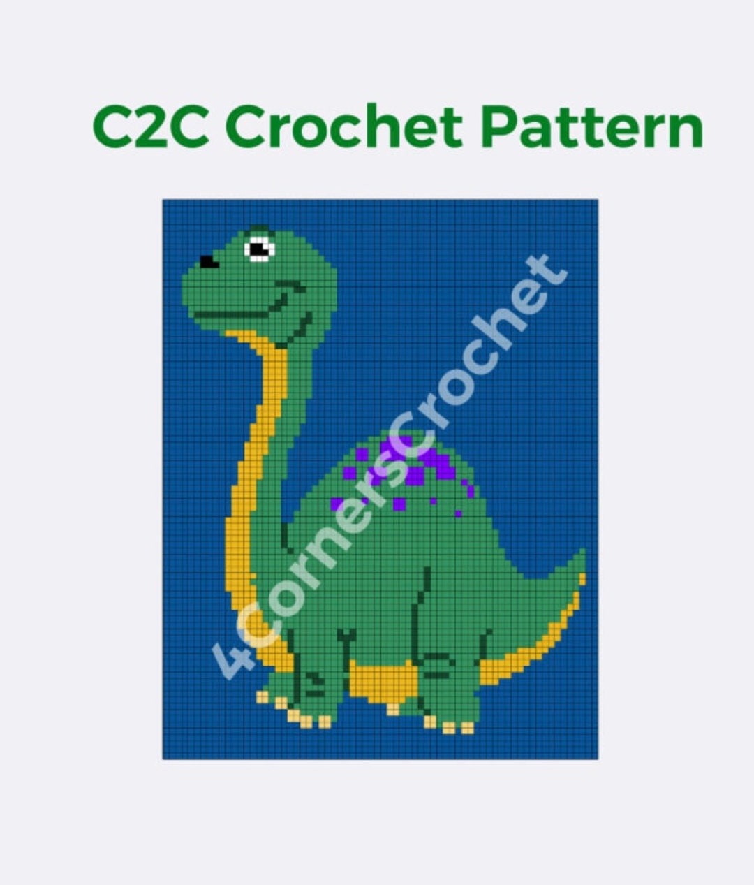 Dinosaur C2C Crochet Blanket Pattern - Etsy