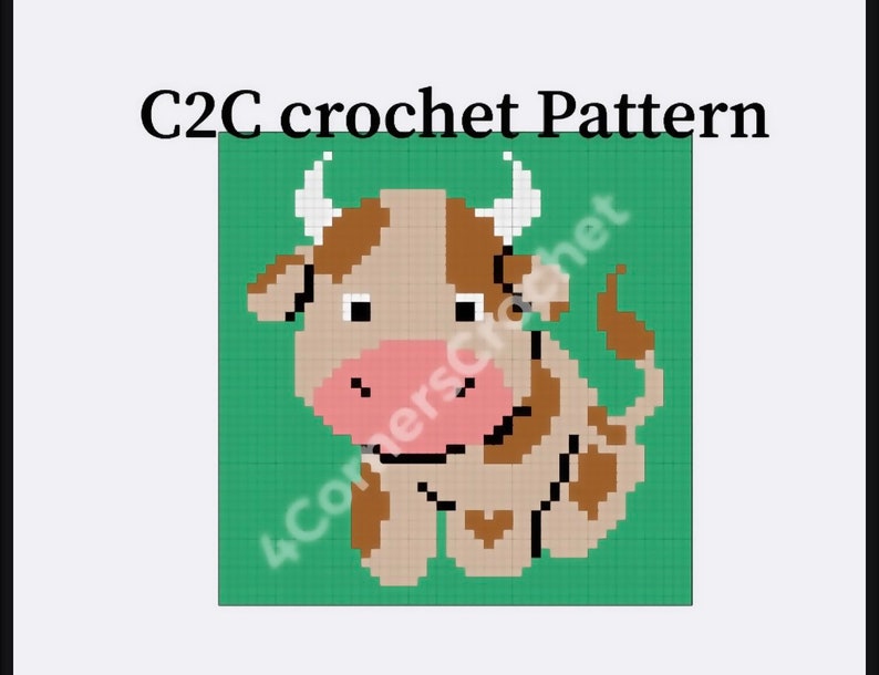 Cow C2C Crochet Pattern C2C Graphgan Pattern / C2C Graphs / C2C Crochet ...