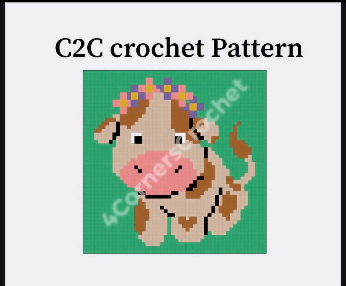 Cow C2c Baby Blanket Crochet Pattern C2C Graphgan Pattern / C2C Graphs ...