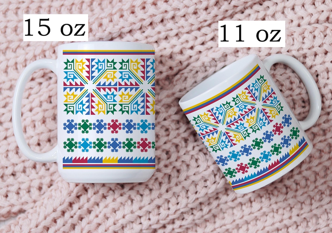 Iu Mien Embroidery Design | Coffee Mug | 11oz 15oz | Green Yellow Blue ...