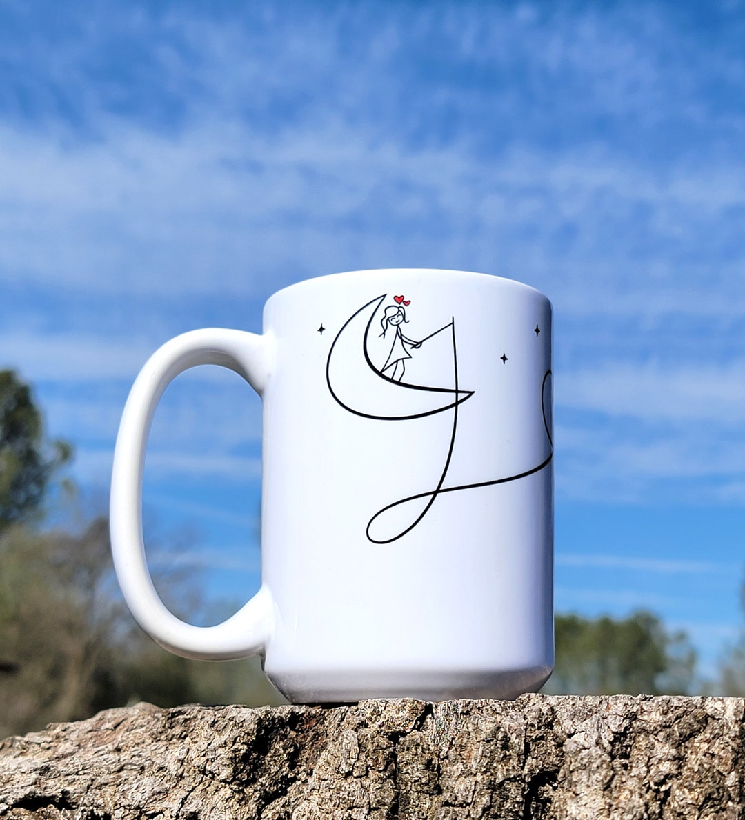 The Perfect Catch Mug Stick Figure Couple Line Art Love Mug Cute 15oz ...