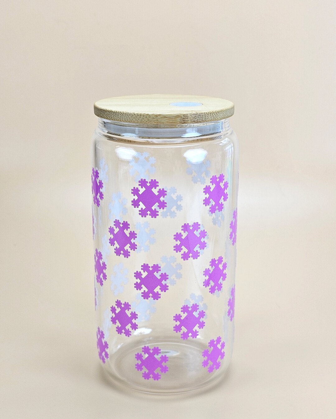 Iu Mien Embroidery Design | 16oz Glass Tumbler With Bamboo Lid | Color ...