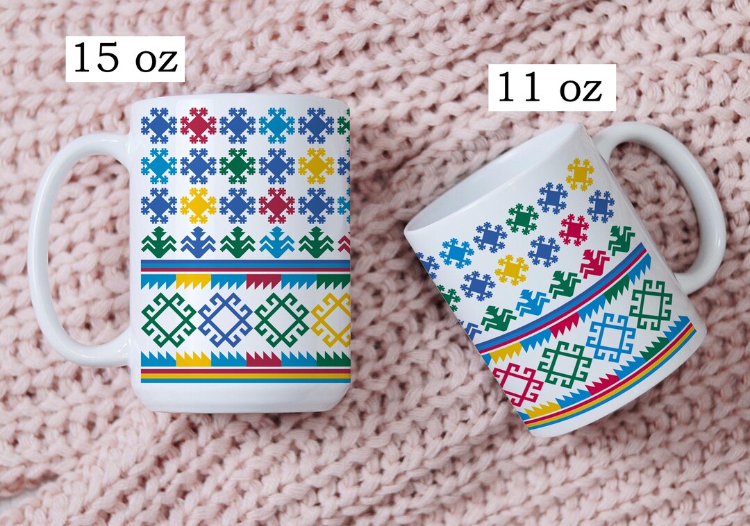 Iu Mien Embroidery Design Coffee Mug | 11oz 15oz | Blue Green Red ...