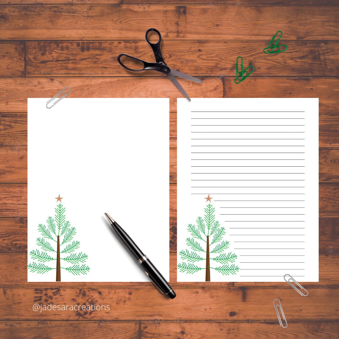 Christmas Tree Stationery, Digital Download Paper, Stationery, Notebook ...