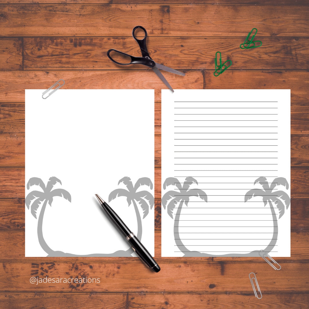Palm Trees Stationery, Digital Download Paper, Stationery, Notebook ...
