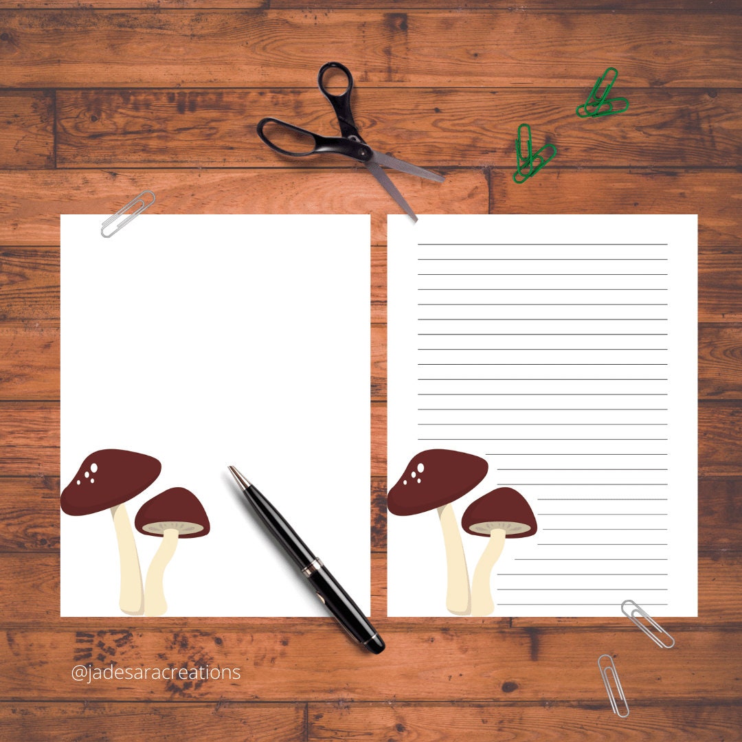 Mushrooms Stationery, Digital Download Paper, Stationery, Notebook ...