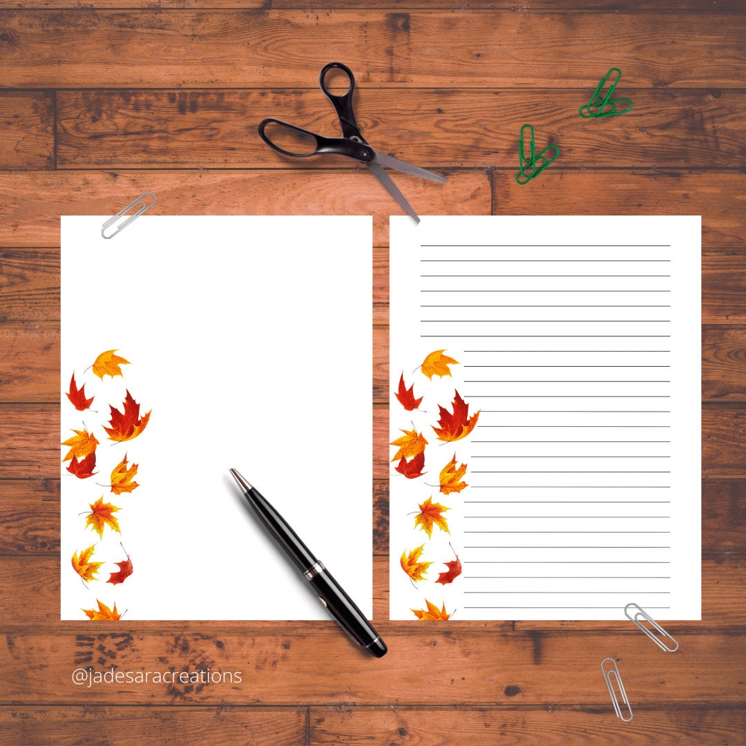 Fall Leaves Stationery, Digital Download Paper, Stationery, Notebook ...