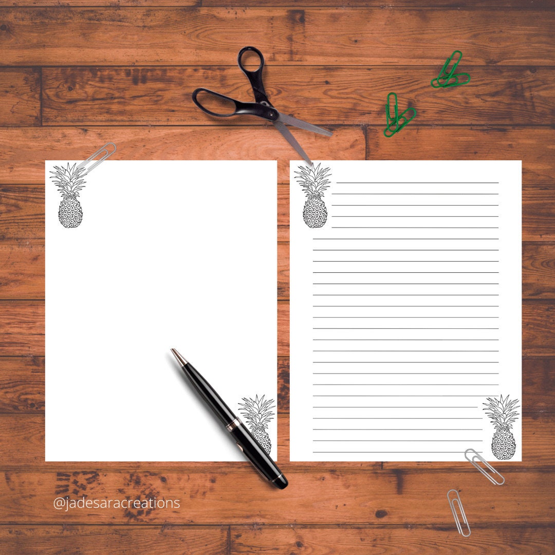 Pineapple Stationery, Digital Download Paper, Fruits Stationery ...