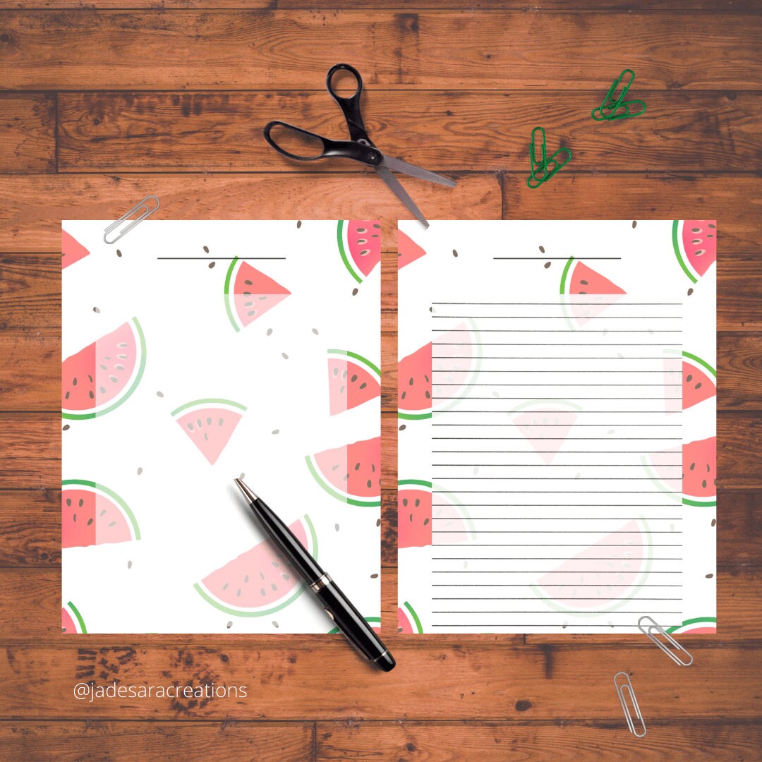 Watermelon Stationery, Digital Download Paper, Fruits Stationery ...