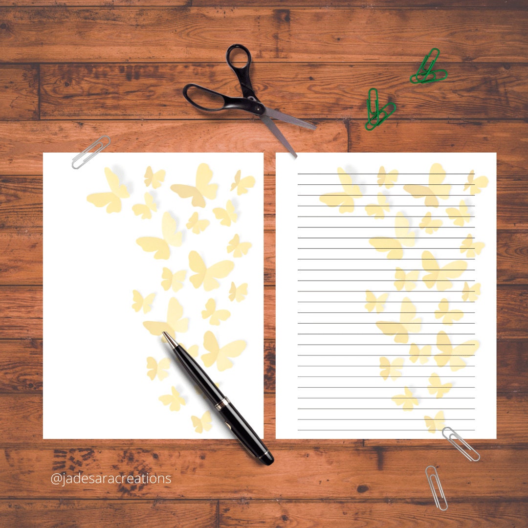 Butterfly Stationery, Digital Download Paper, Stationery, Notebook ...