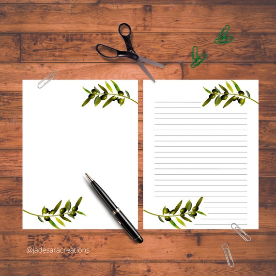 Olive Stationery Templates Printable