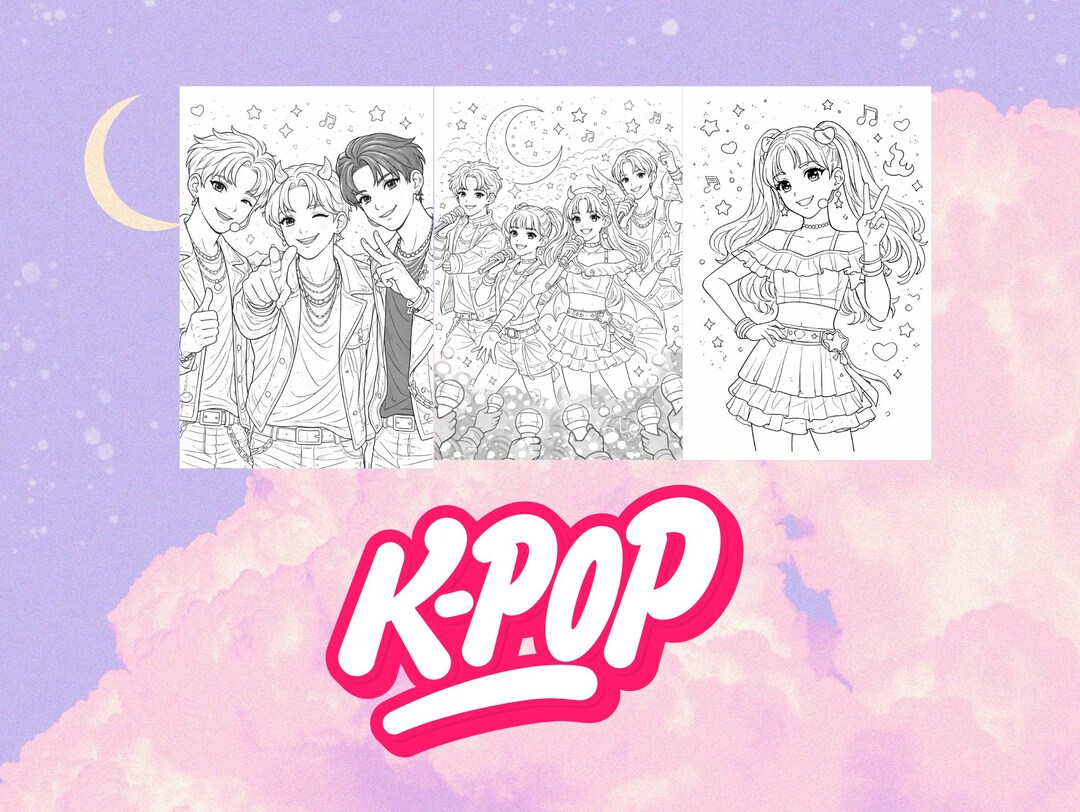 K-pop Digital Coloring Book | 15 Printable Pages | Kpop Idols Coloring ...